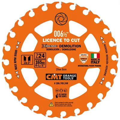 CMT Xtreme Demolition Saw Blade - D165x2,3 d20 Z24 HW | IGM Tools ...